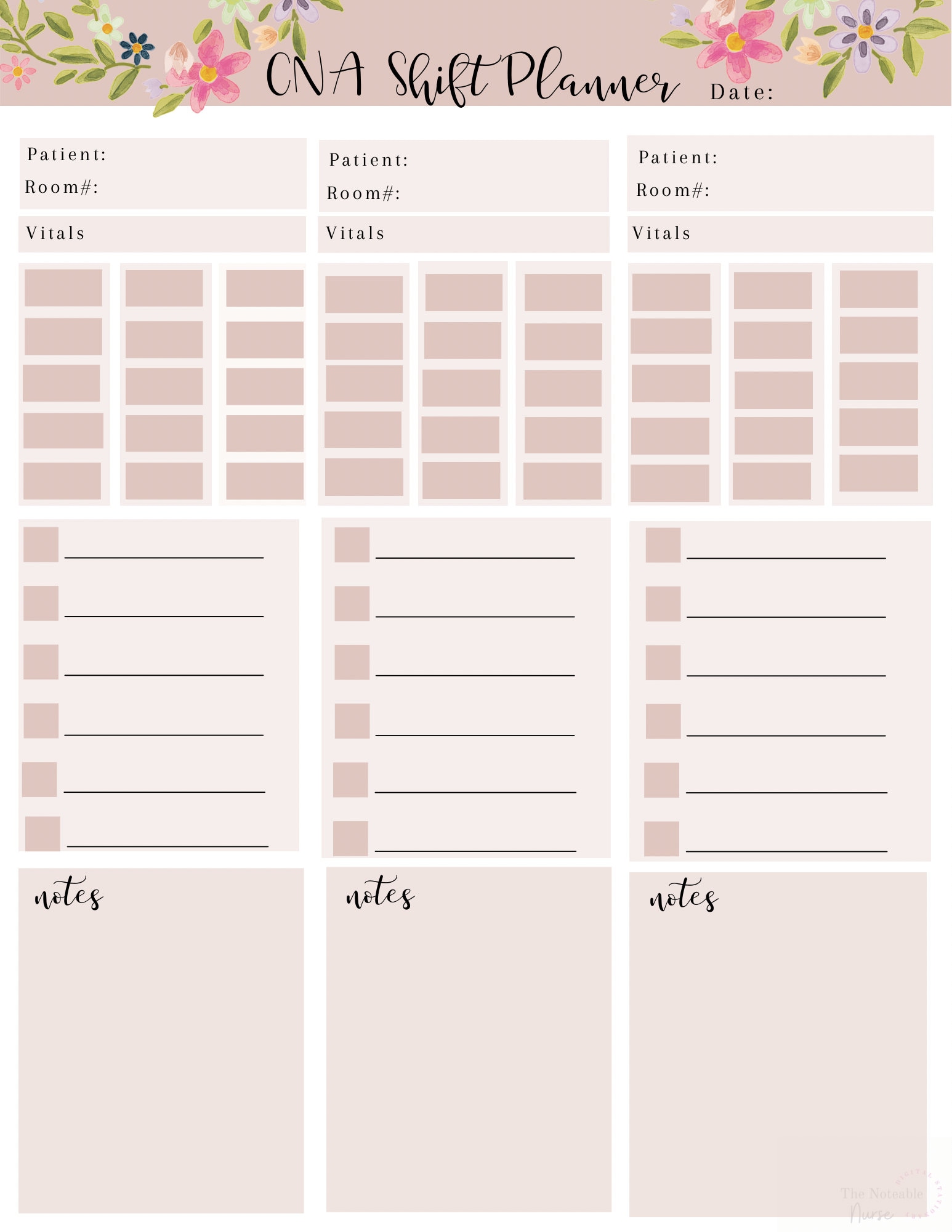 CNA Shift Planner, Bundle of 4, Charting, Organization, CNA Brain ...