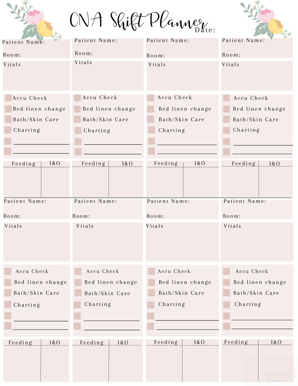 Nurse Assistant Planner Set - CNA Shift Organization Bundle for Care ...