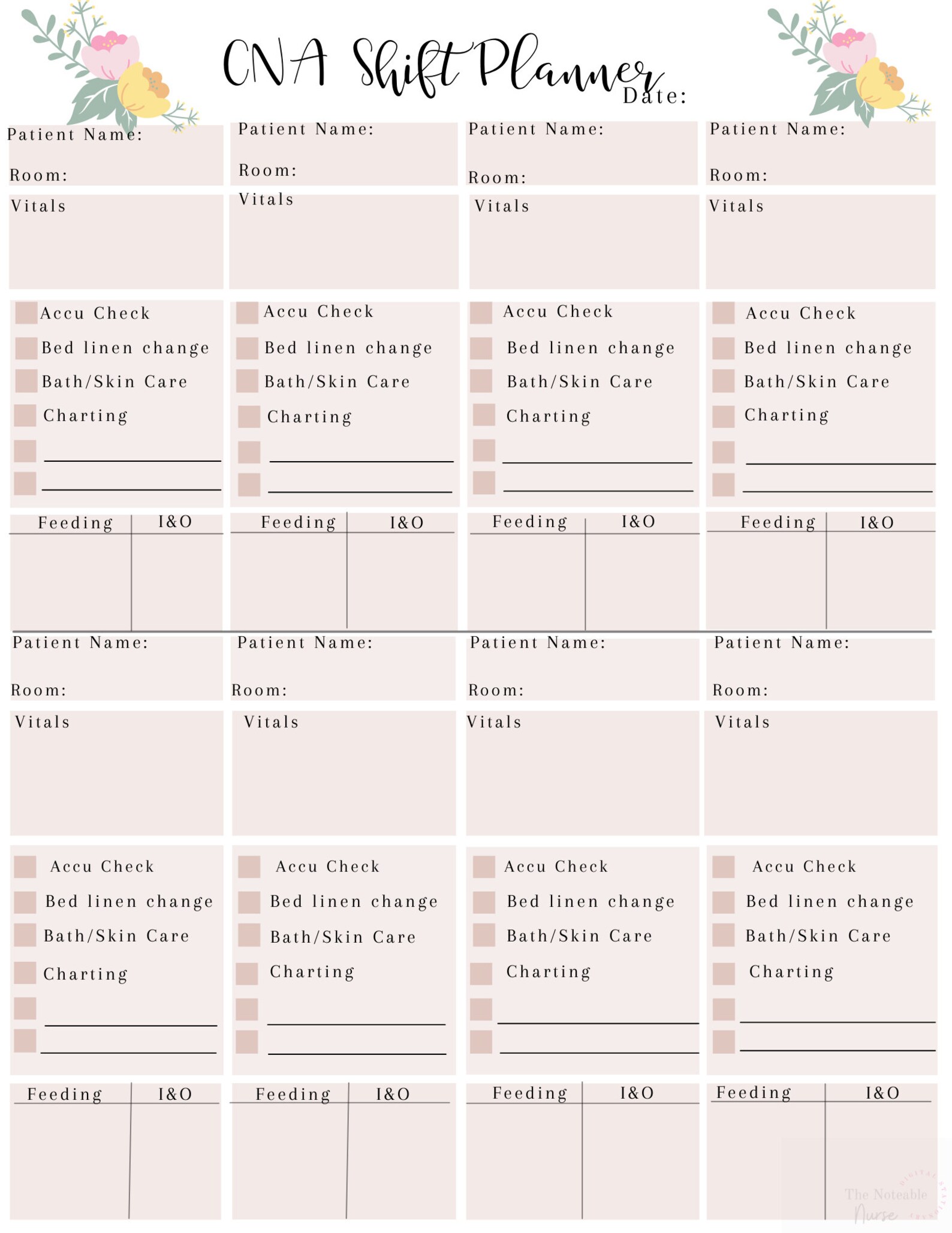 Nurse Assistant Planner Set - CNA Shift Organization Bundle for Care ...