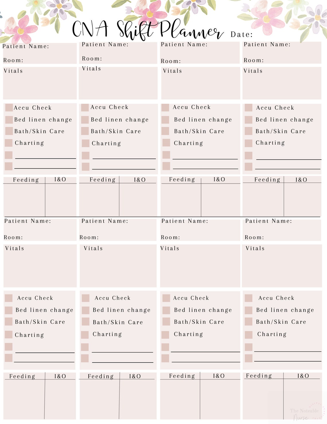 Nurse Assistant Planner Set - CNA Shift Organization Bundle for Care ...