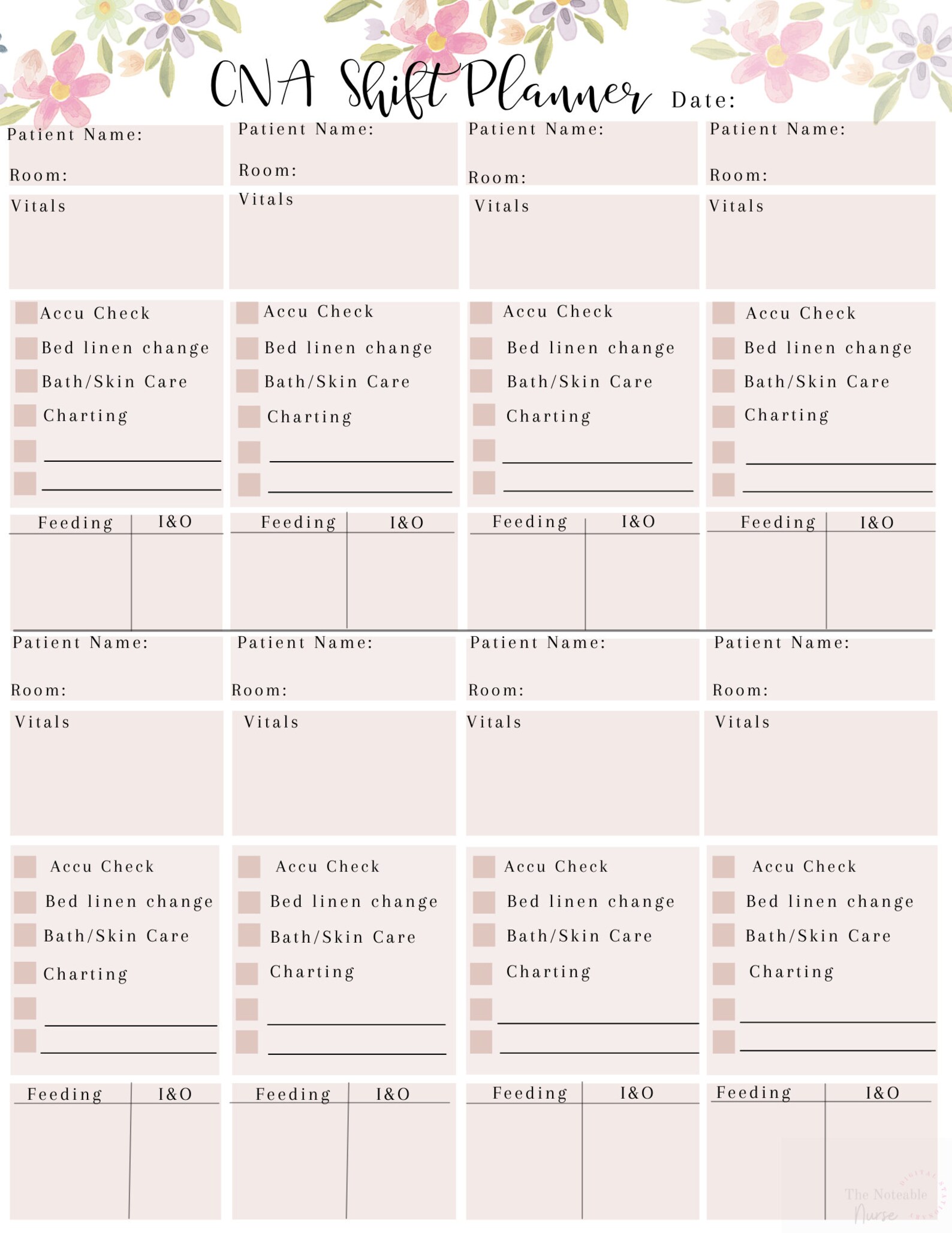 Nurse Assistant Planner Set - CNA Shift Organization Bundle for Care ...