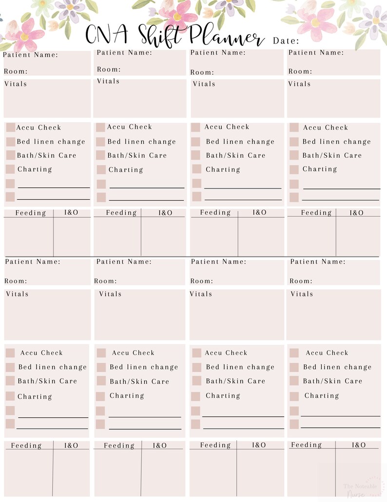 Nurse Assistant Planner Set - CNA Shift Organization Bundle for Care ...