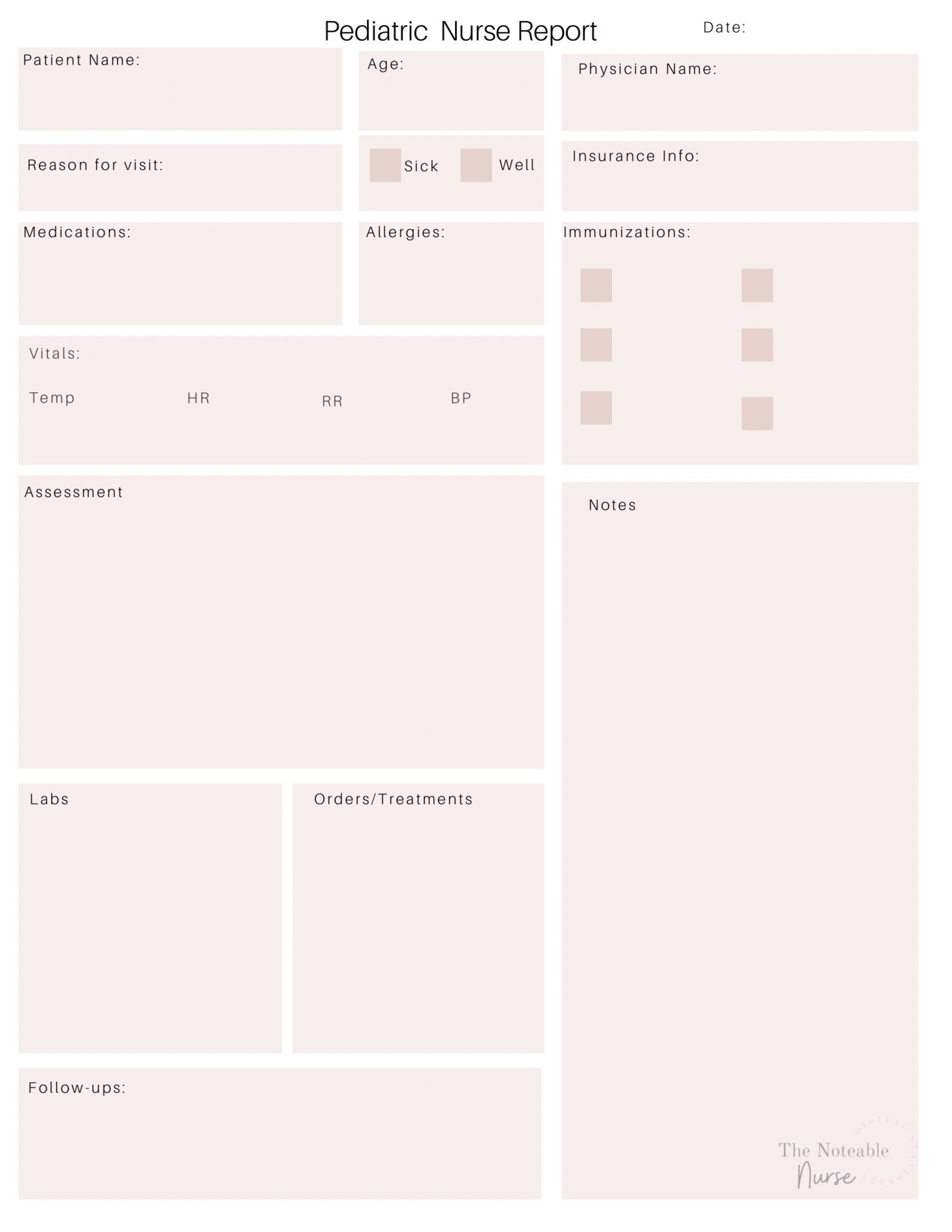 Pediatric Nurse Report Bundle: Printable PDF for Peds Nurses ...
