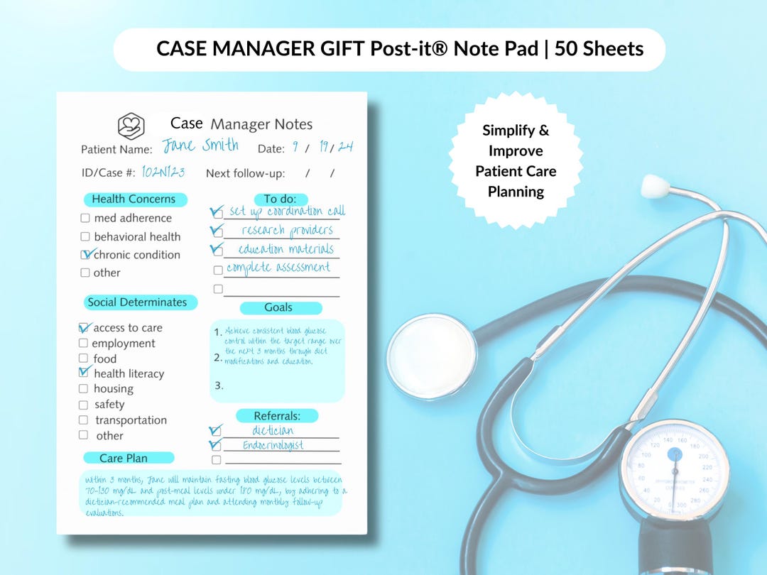 CASE MANAGER GIFT Post-it® Note Pads. nurse Case Manager Care Plan ...
