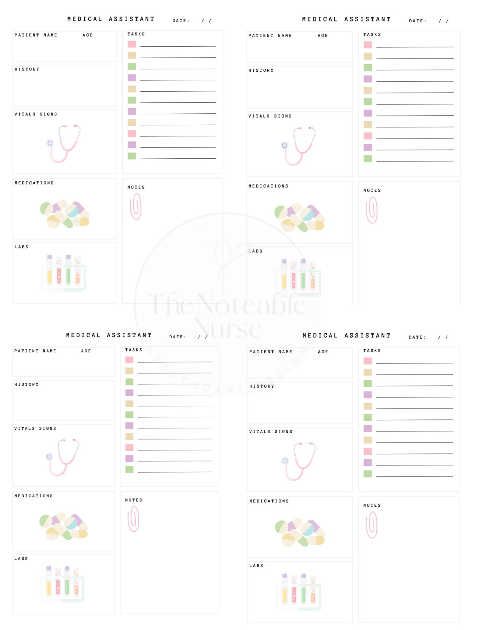 MEDICAL ASSISTANT Notes | 4 Patient Instant Download Notepad ...