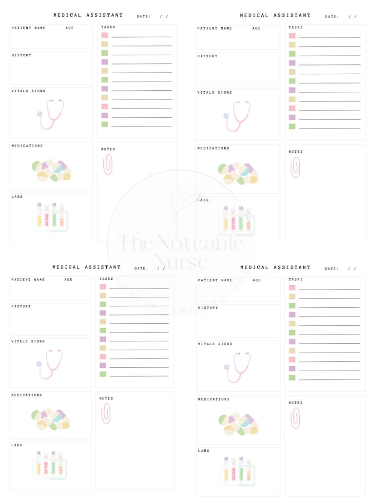 MEDICAL ASSISTANT Notes | 4 Patient Instant Download Notepad ...