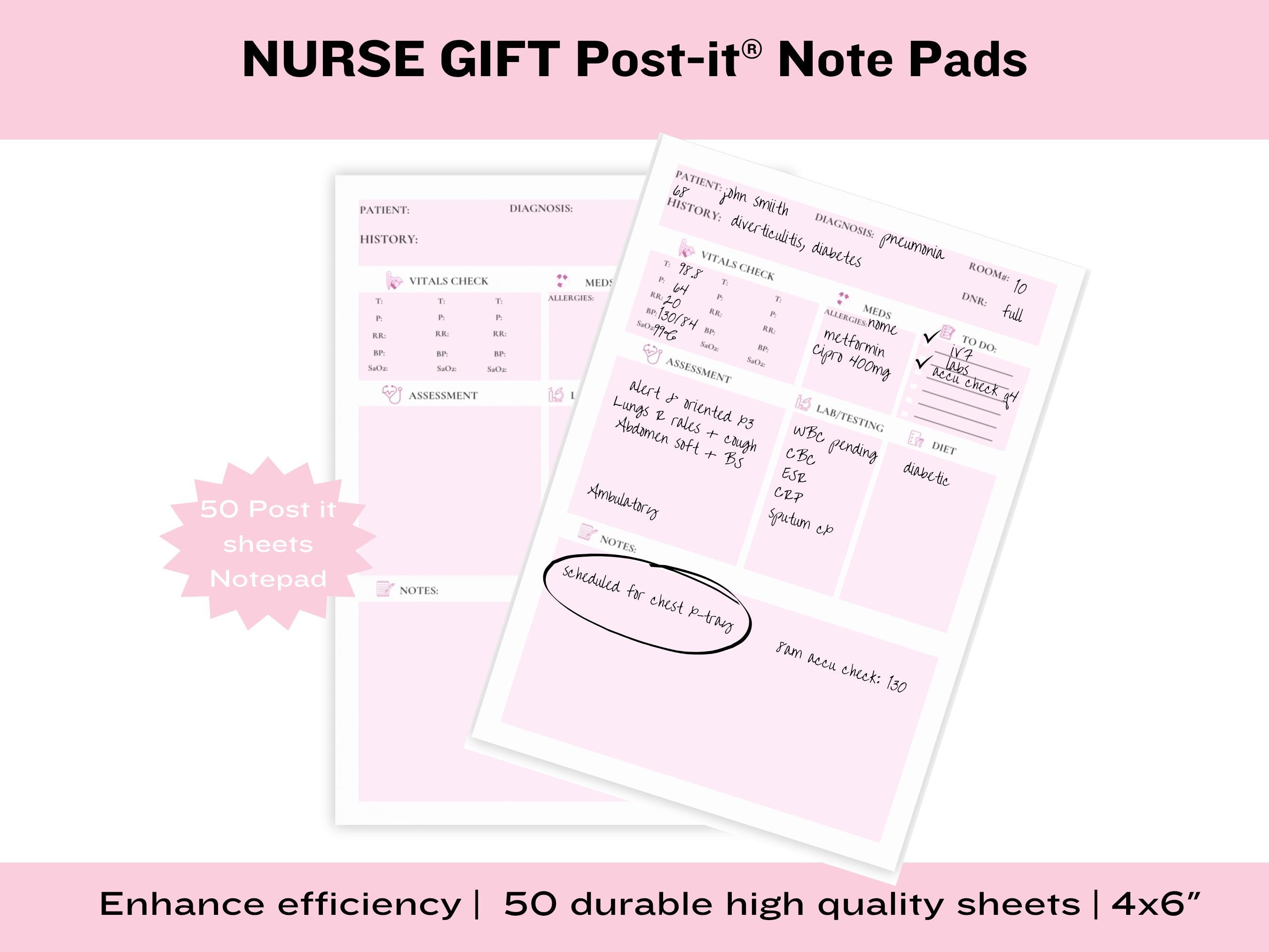 NURSE GIFT Post-it® Note Pads. | Critical Care Nurse Shift Notepad ...