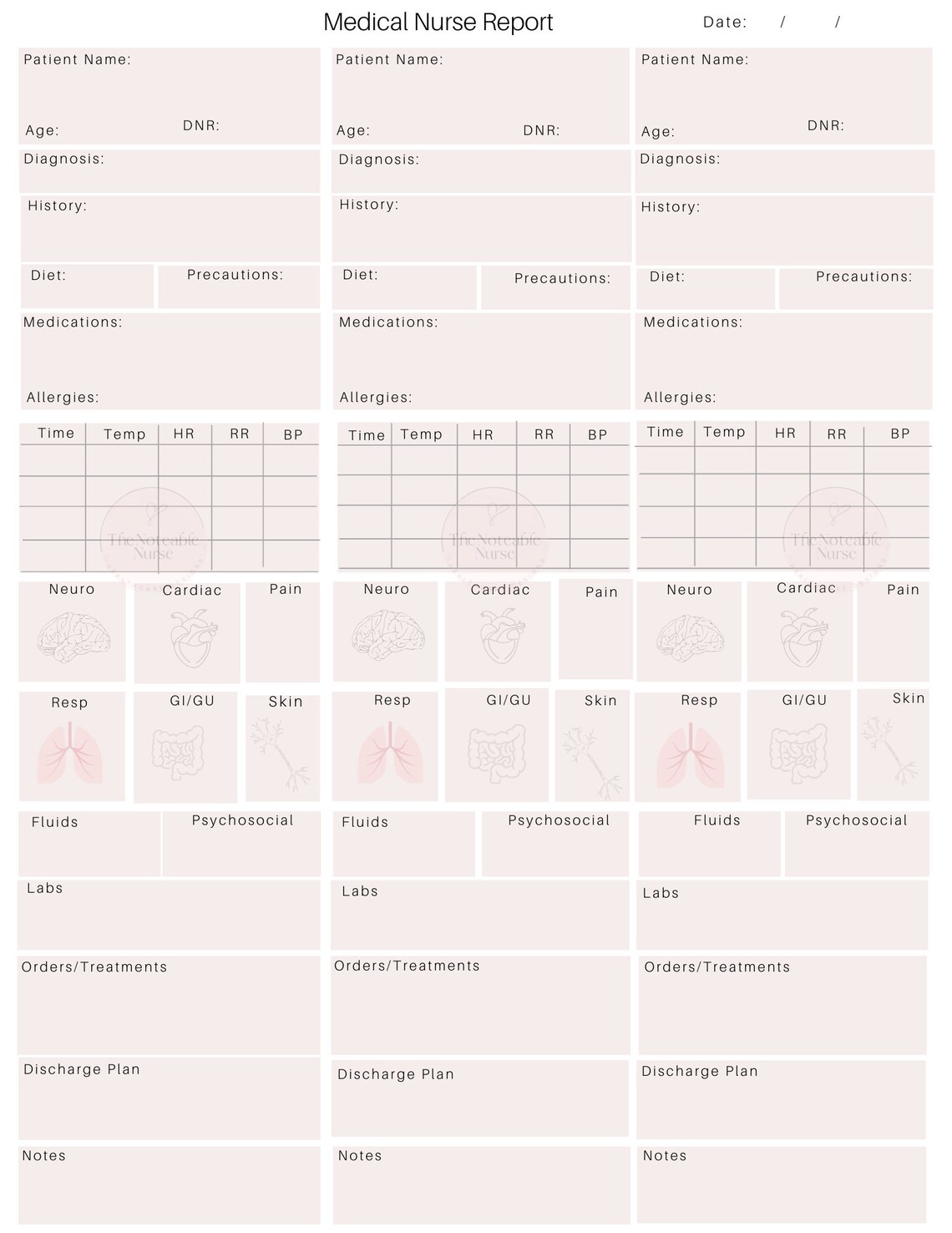 Pink Nurse Medical Report Notepad: 3-patient Reports for Documentation ...