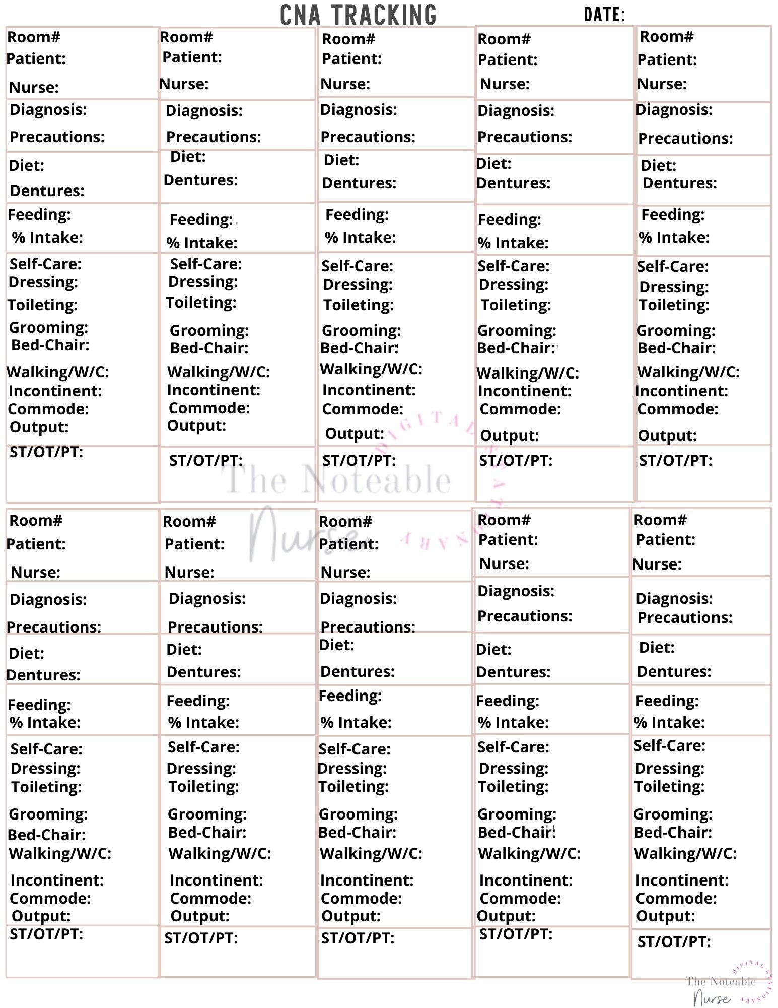 10 Patient CNA Shift Planner Certified Nurse Assistant HHA - Etsy