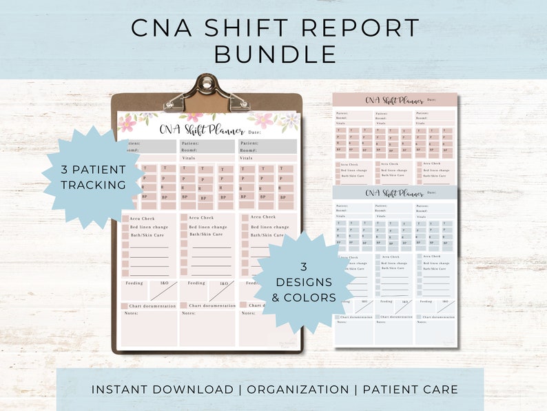 CNA Shift Planner and Patient Care Organizer Bundle - Nurse Aide Life ...
