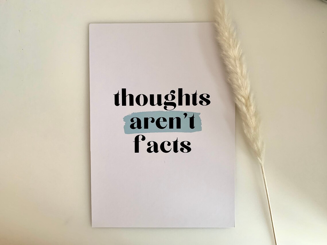 Thoughts Are Not Facts Print Mental Health Poster Anxiety - Etsy UK