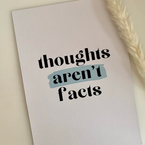 Thoughts Are Not Facts Print Mental Health Poster Anxiety - Etsy UK