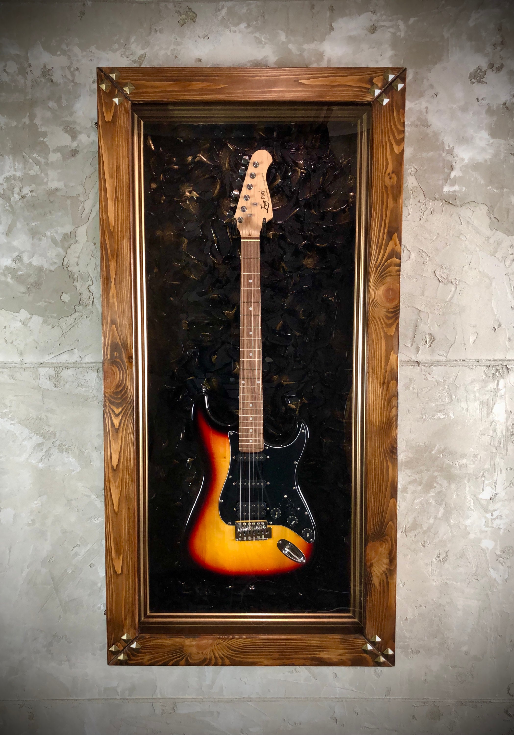 Guitar Display Case Cabinet With Door FENDER, GIBSON, PRS, Ibanez Wall ...