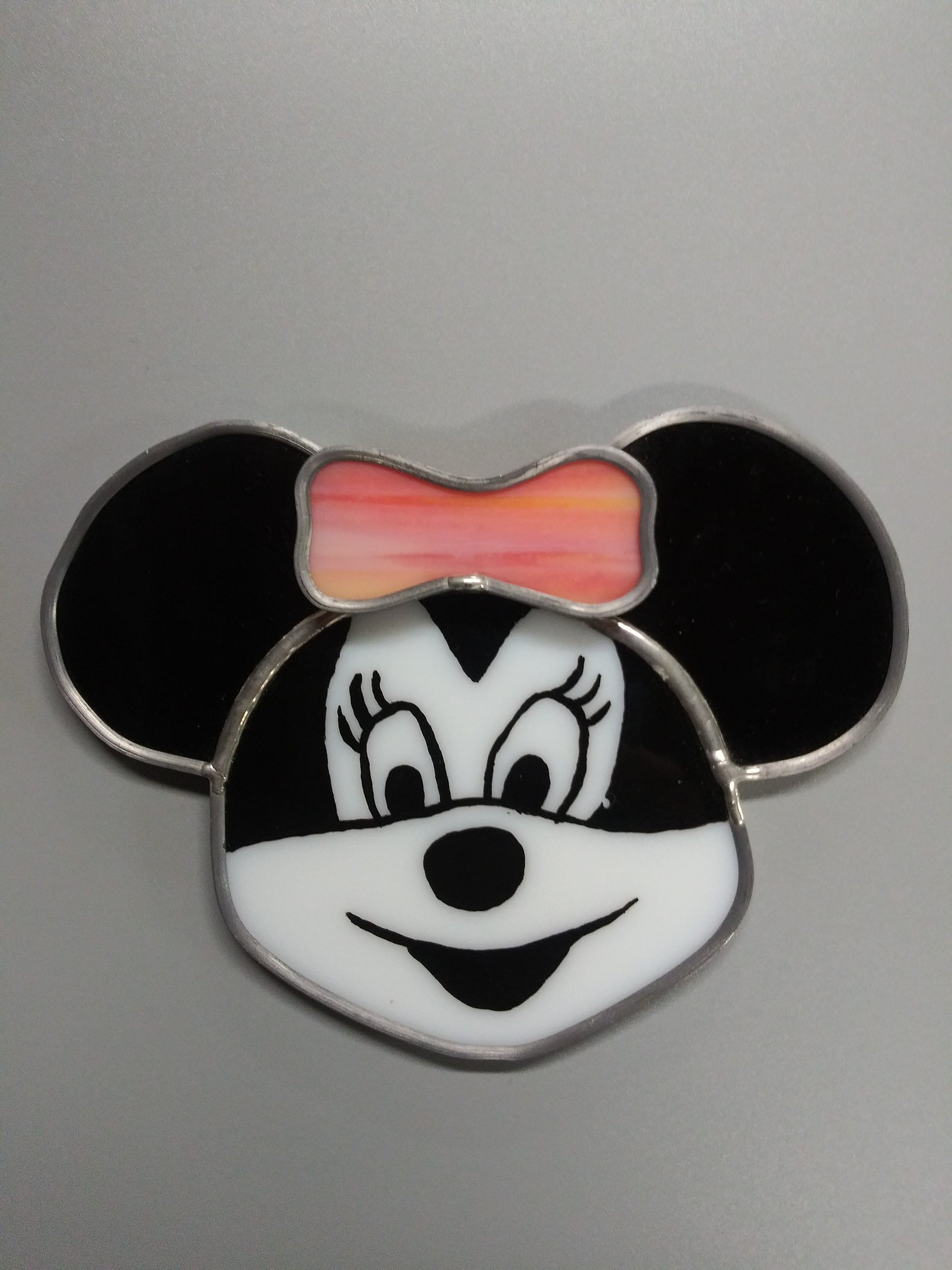 Disney Set of Mickey Mouse and Minnie Mouse Handcrafted Stained Glass ...