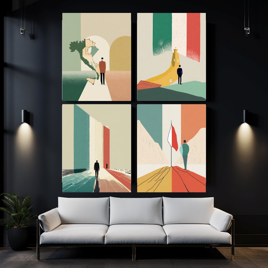 4 Minimalist Style Italy Travel Poster - Minimalist Style Wall Art ...