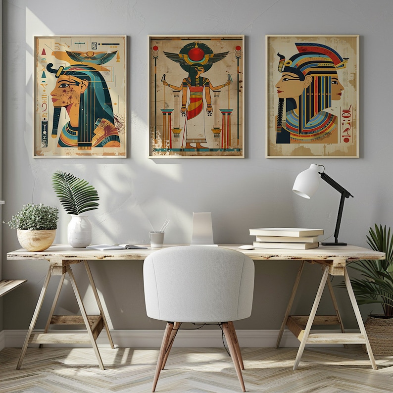 Ancient Egypt Wall Art 3 Digital Egypt Painting Abstract Ancient Egypt ...