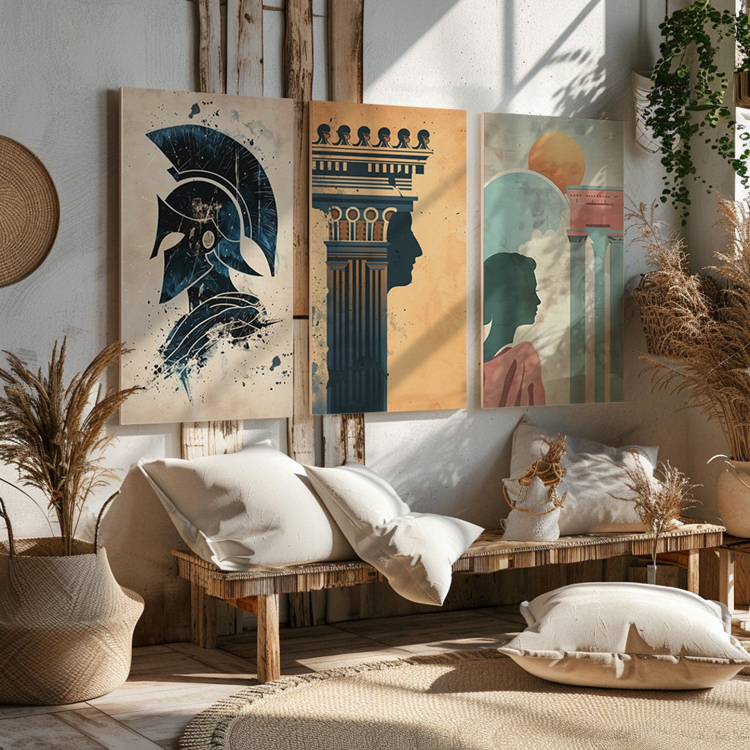 Ancient Greece Wall Art - 3 Digital Greece Painting - Abstract Ancient ...