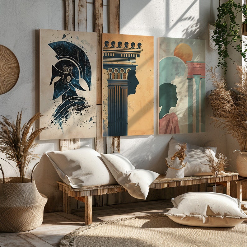 Ancient Greece Wall Art - 3 Digital Greece Painting - Abstract Ancient ...