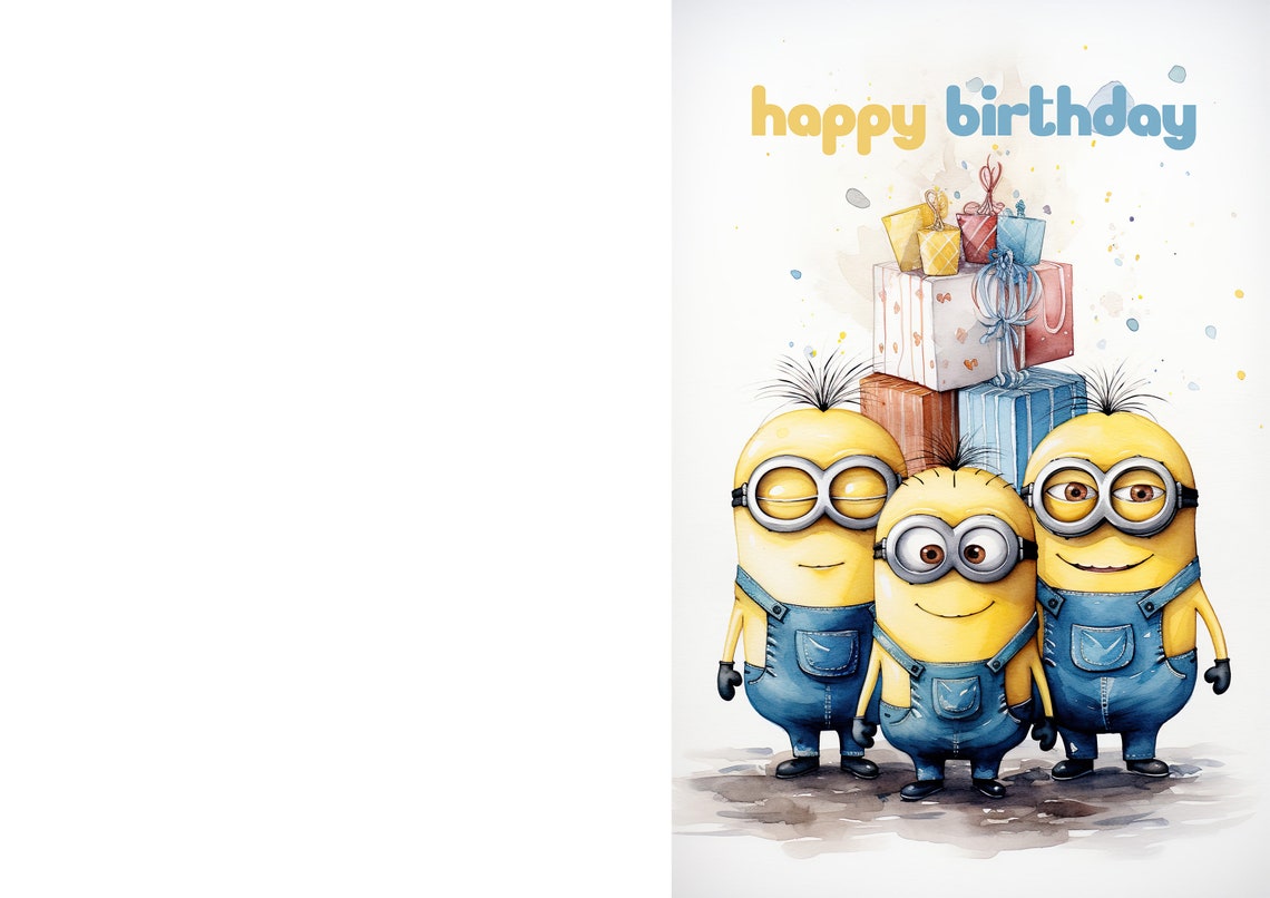 Minions Themed Birthday Card - Printable Minions Greeting Card - Print ...