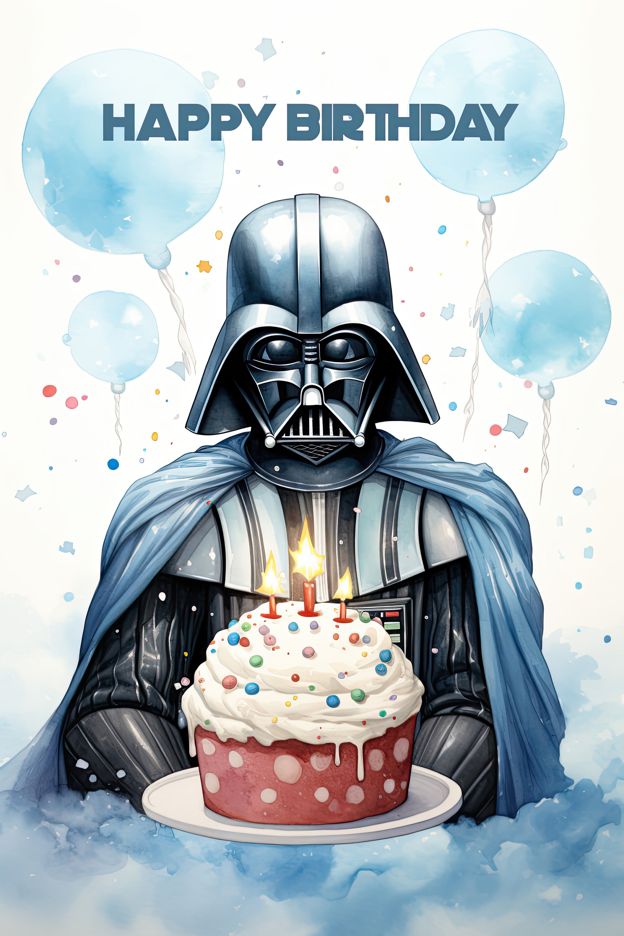 Darth Vader Themed Birthday Card - Printable Star Wars Greeting Card ...