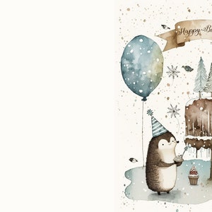 Winter Themed Birthday Card Printable Birthday Card Happy Birthday Card ...