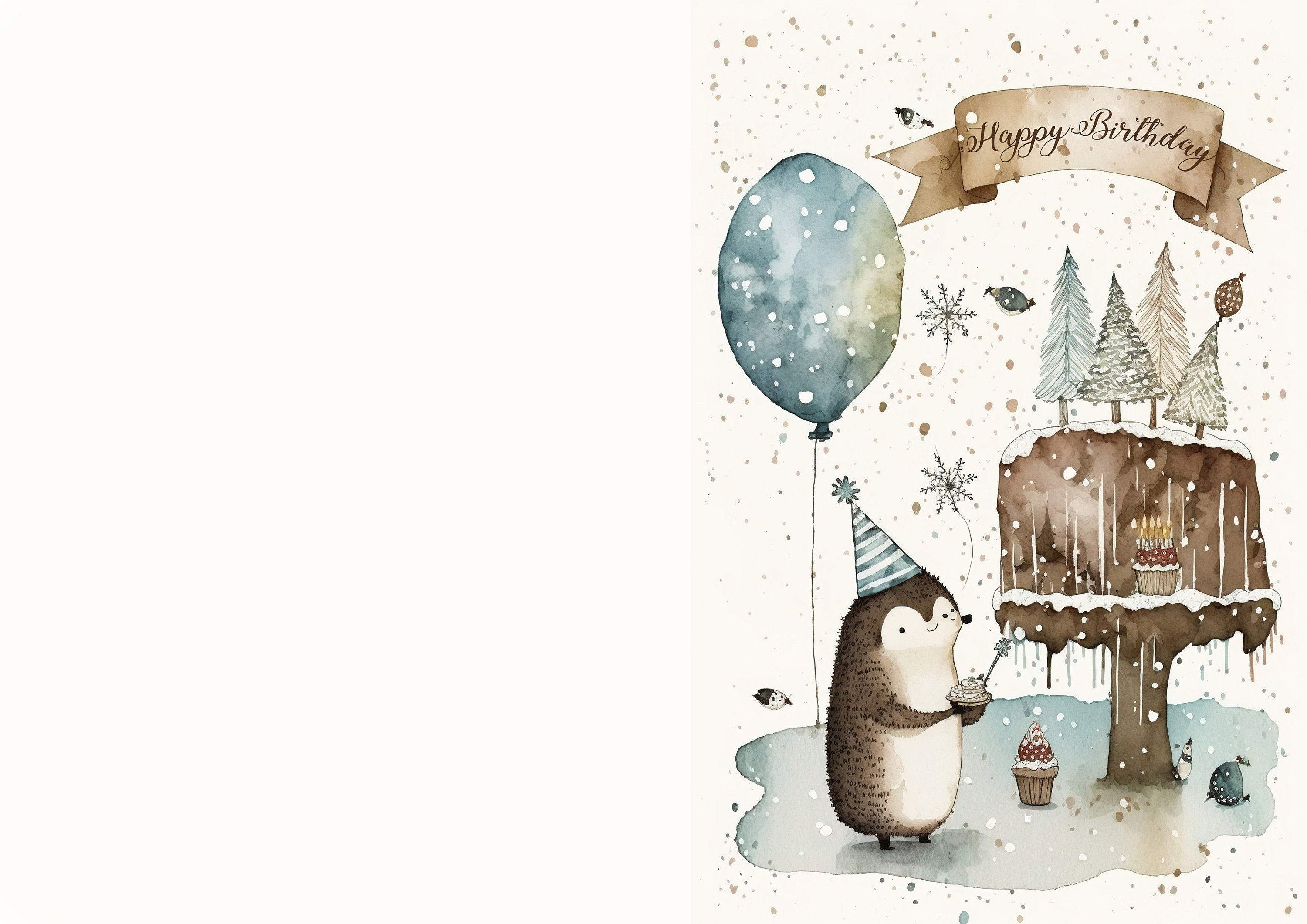 Winter Themed Birthday Card Printable Birthday Card Happy Birthday Card ...