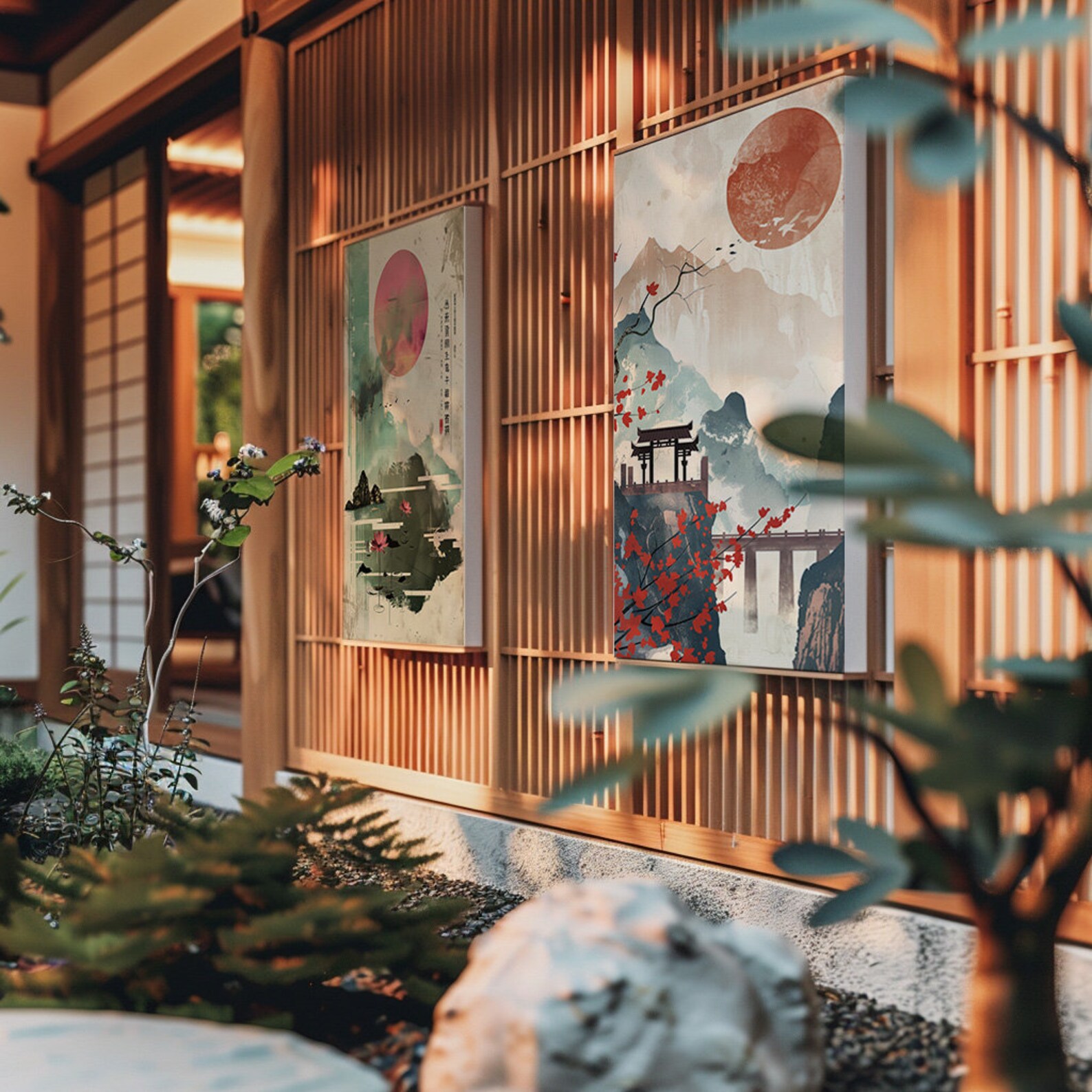 Ancient Japanese Wall Art - 3 Digital Japan Painting - Abstract Ancient ...