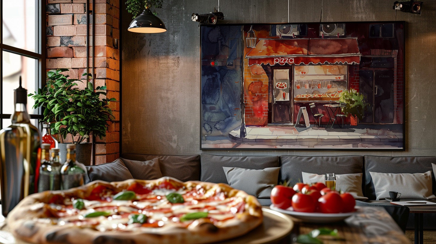 3 Pizza Place Store Front Illustration Store Front Wall Art Decorations ...