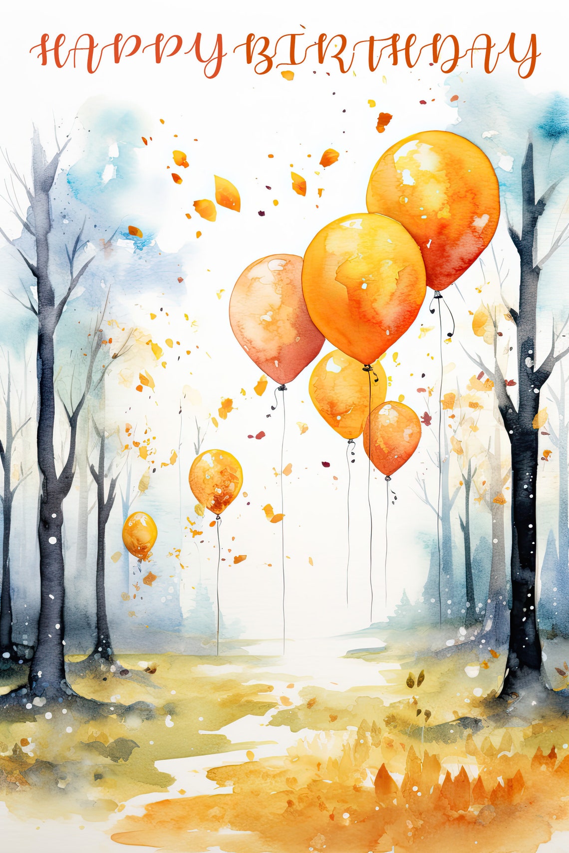 Autumn Themed Birthday Card, Print at Home Birthday Card, Digital ...