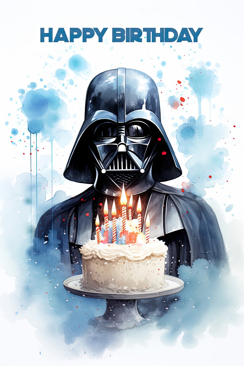 Darth Vader Themed Birthday Card - Printable Star Wars Greeting Card ...