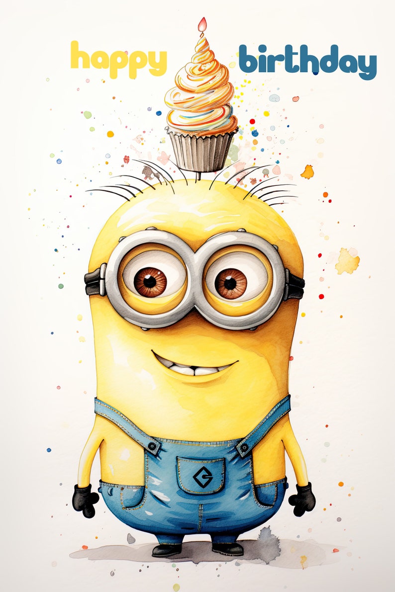Minions Themed Birthday Card Printable Minions Greeting Card Print at ...