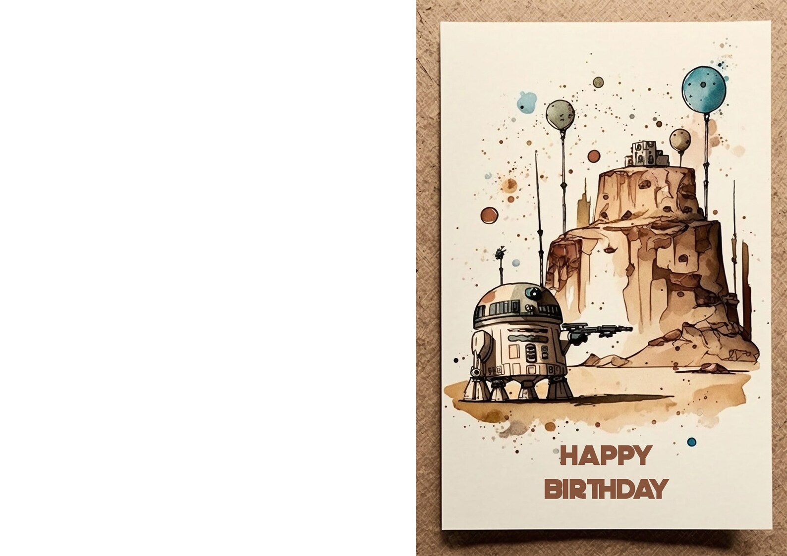 R2D2 Themed Birthday Card - Printable Star Wars Greeting Card - Print ...