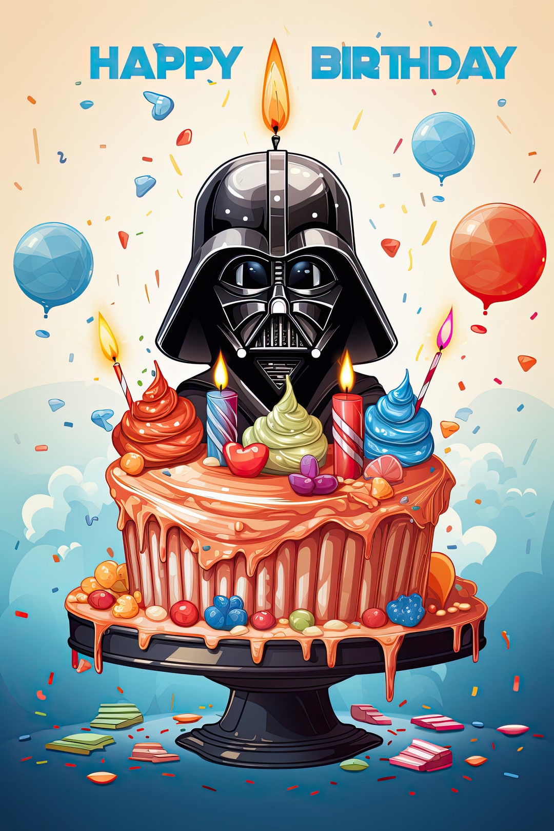Darth Vader Themed Birthday Card - Printable Star Wars Greeting Card ...