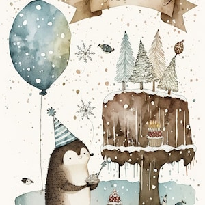 Winter Themed Birthday Card Printable Birthday Card Happy Birthday Card ...