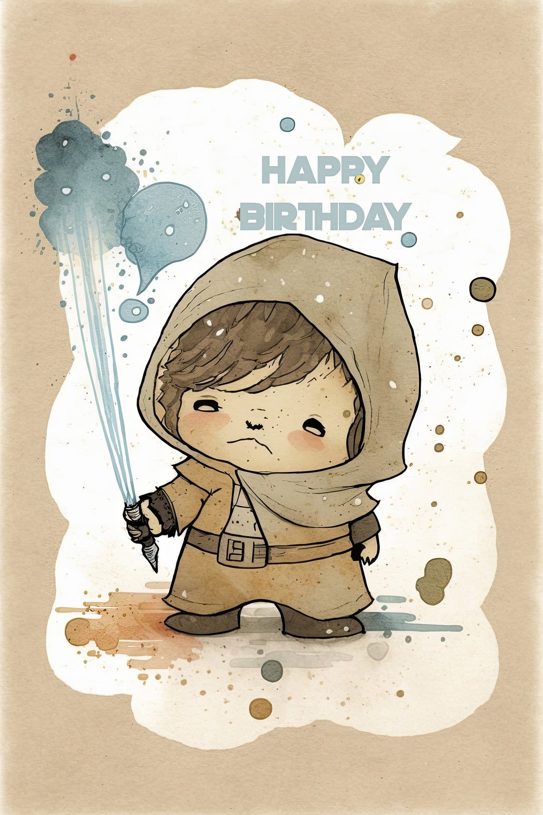 Luke Skywalker Themed Birthday Card Printable Star Wars Greeting Card ...