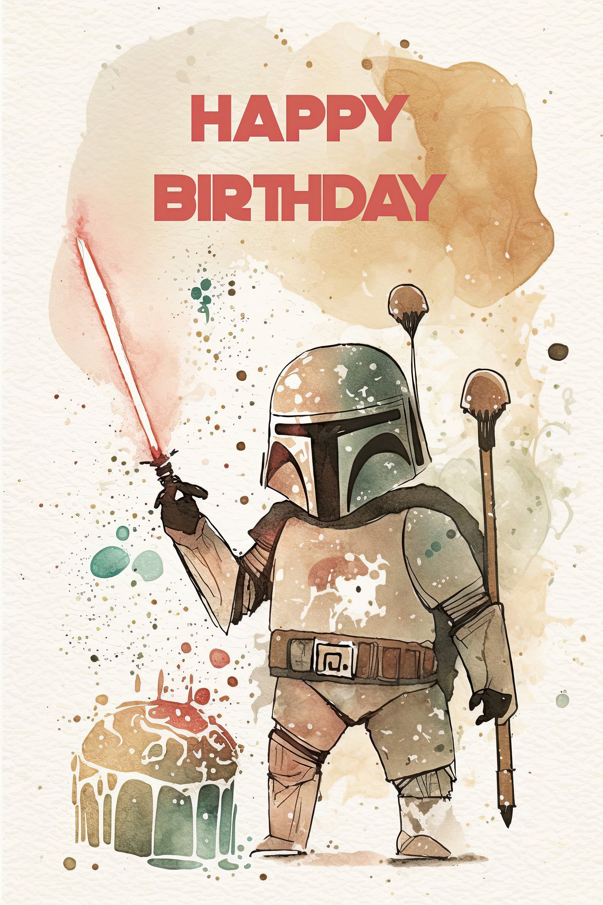 Mandalorian Themed Birthday Card - Printable Star Wars Greeting Card ...