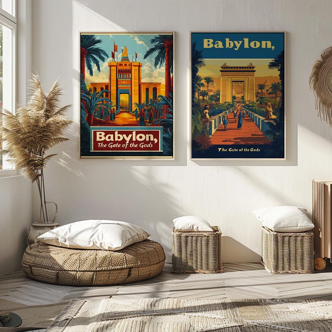 Vintage Ancient Babylon Travel Poster – 1950s Retro Style Hanging ...