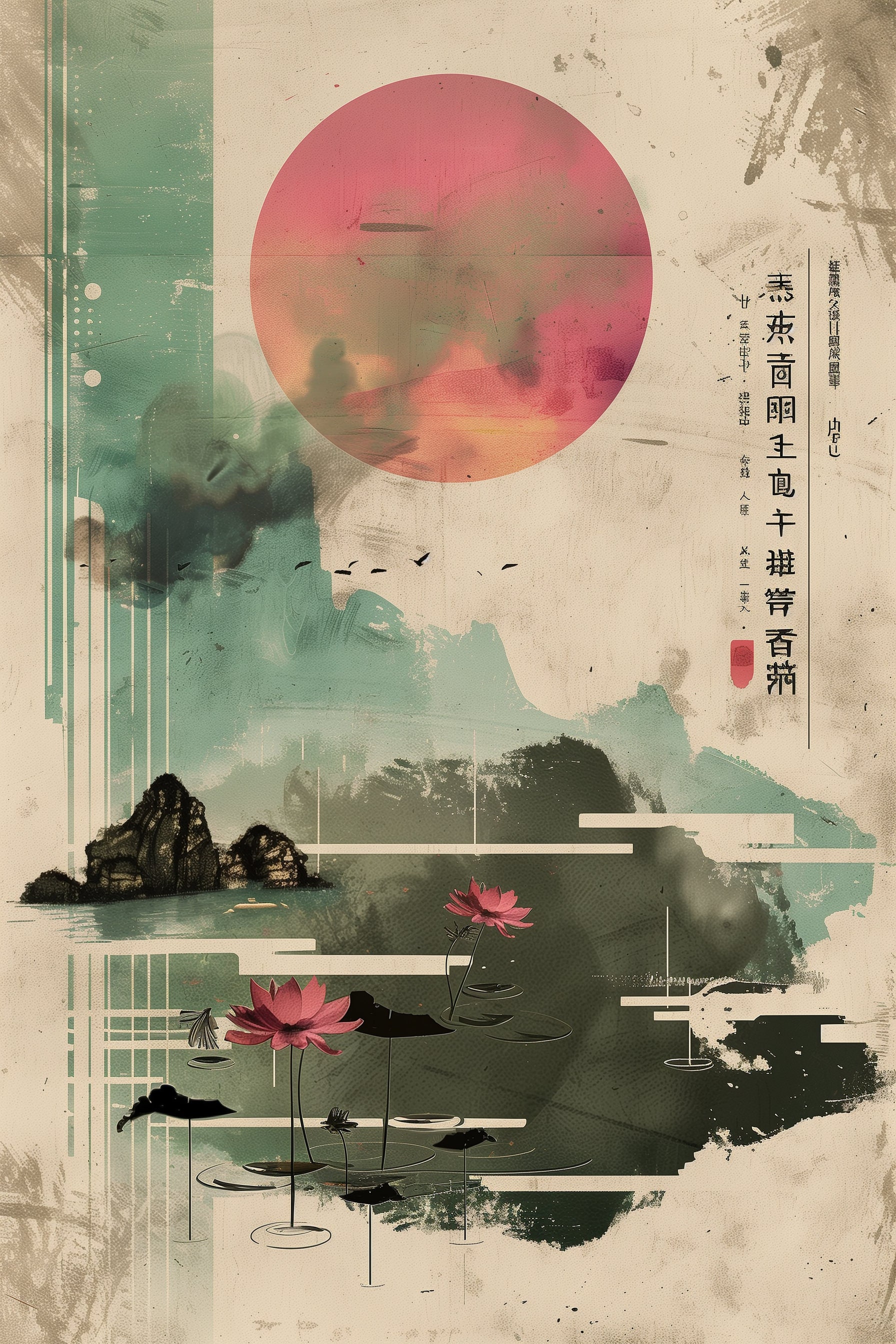 Ancient Japanese Wall Art - 3 Digital Japan Painting - Abstract Ancient ...