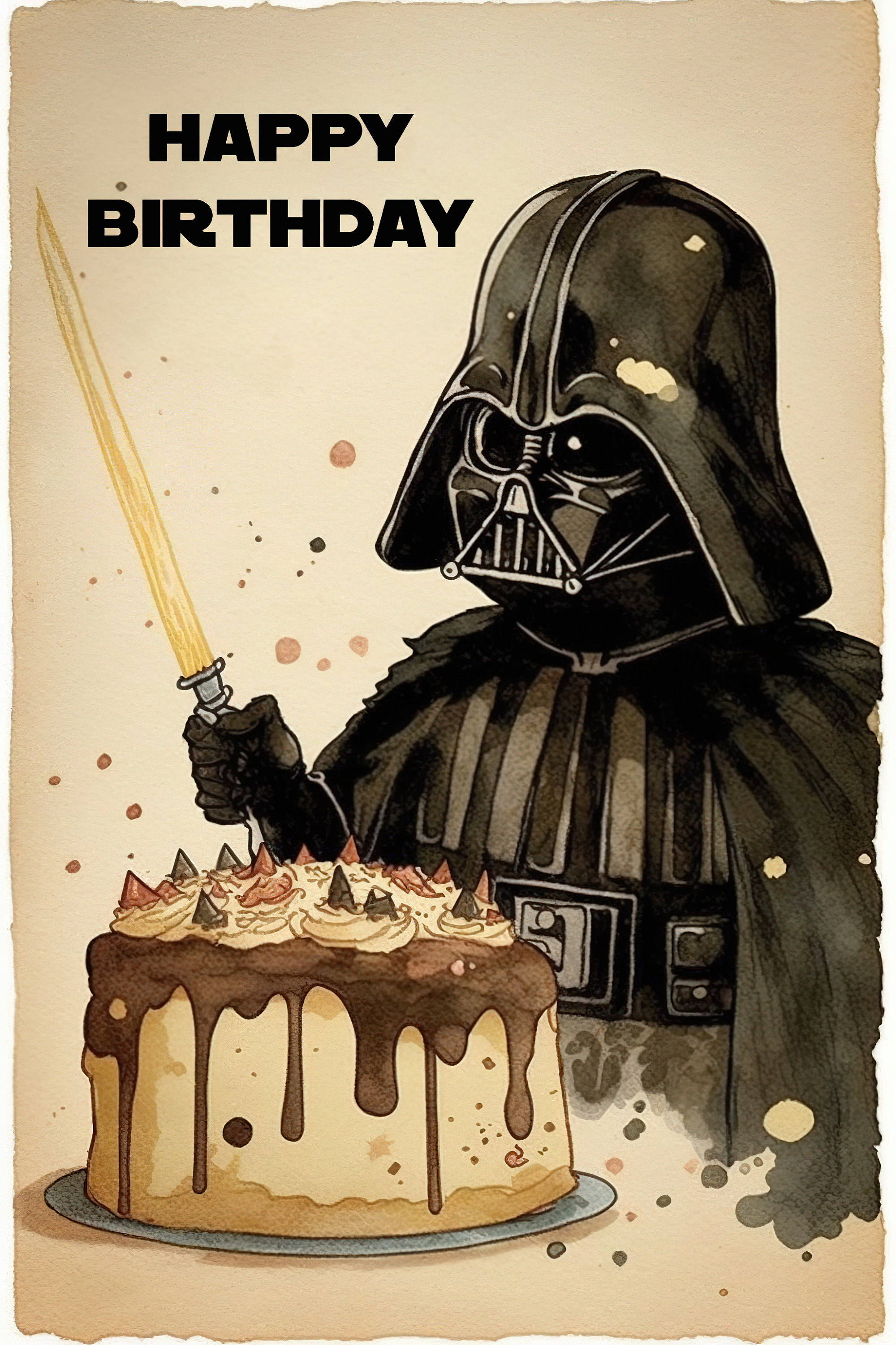 Darth Vader Themed Birthday Card Printable Star Wars Greeting Card ...