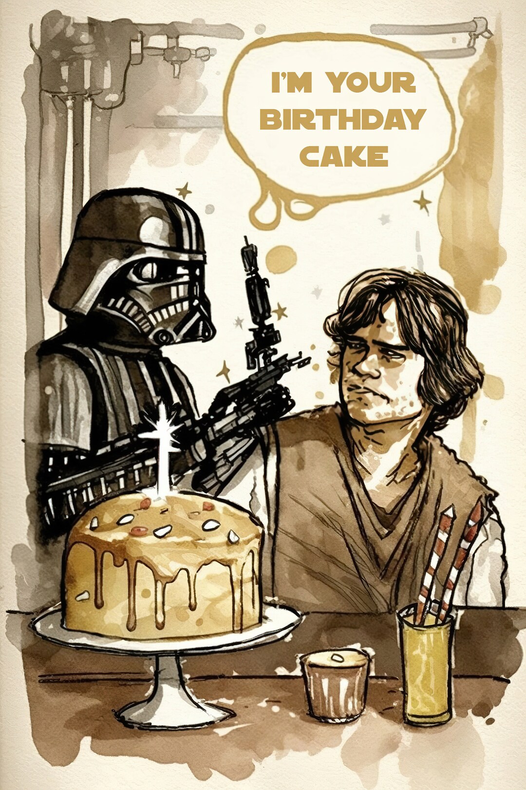 Darth Vader Themed Birthday Card Printable Star Wars Greeting Card ...