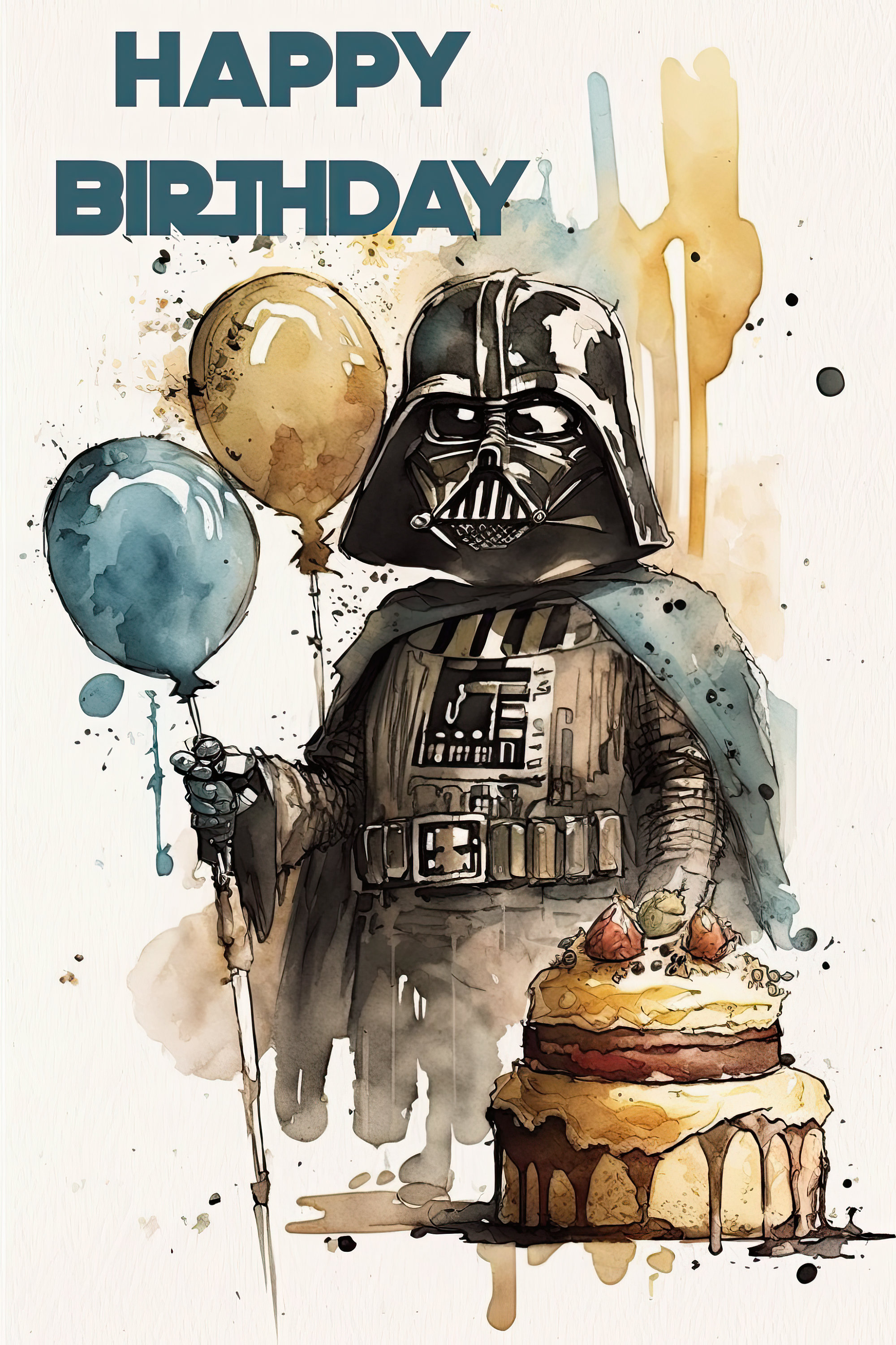 Darth Vader Themed Birthday Card Printable Star Wars Greeting Card ...