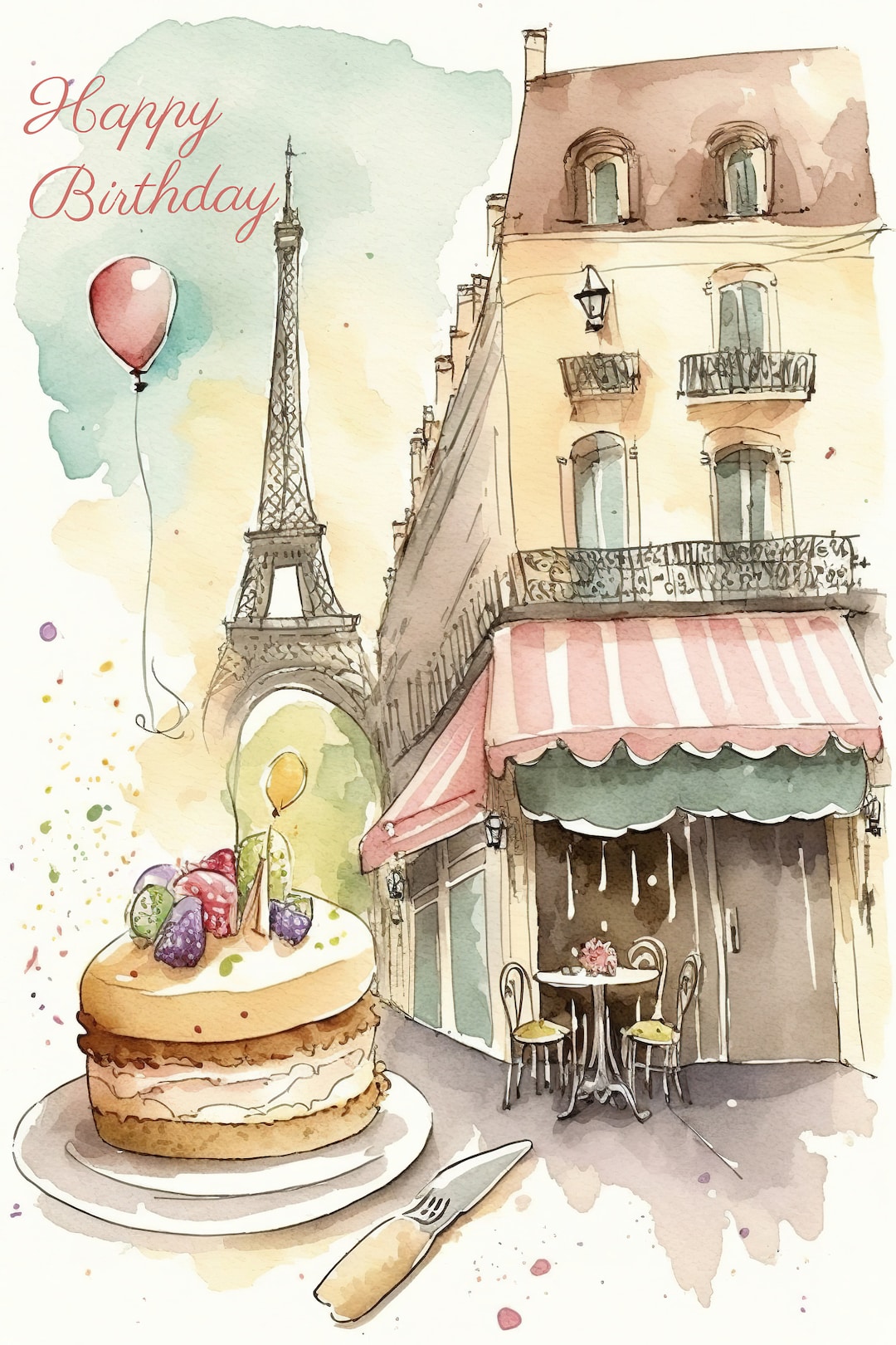 Paris Theme Birthday Card Printable Birthday Card Lovely Birthday Card ...