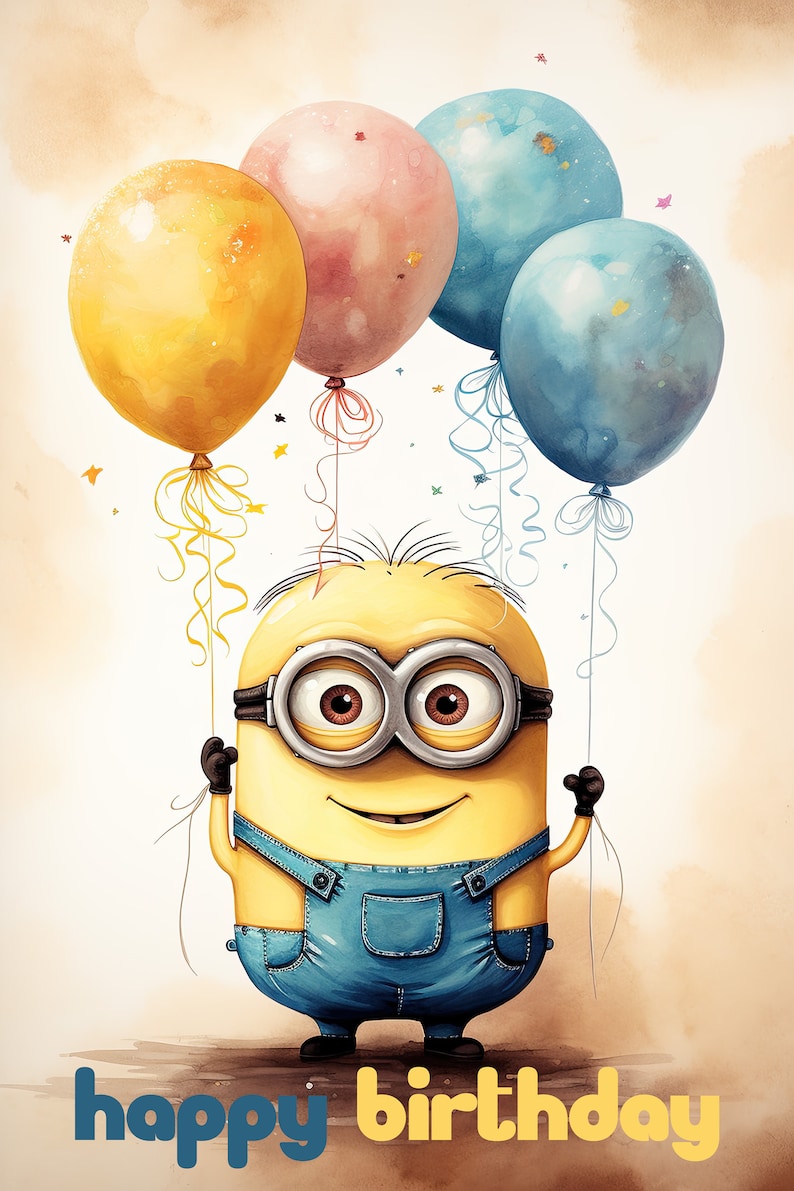 Minions Themed Birthday Card Printable Minions Greeting Card - Etsy