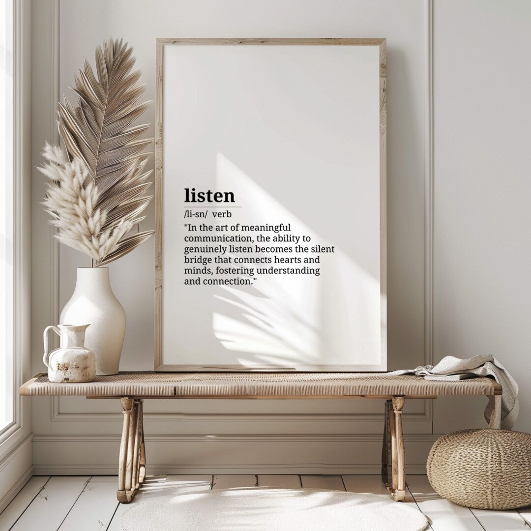 Listen Definition Digital Wall Art, Inspiring Quote, Digital Dream Wall ...