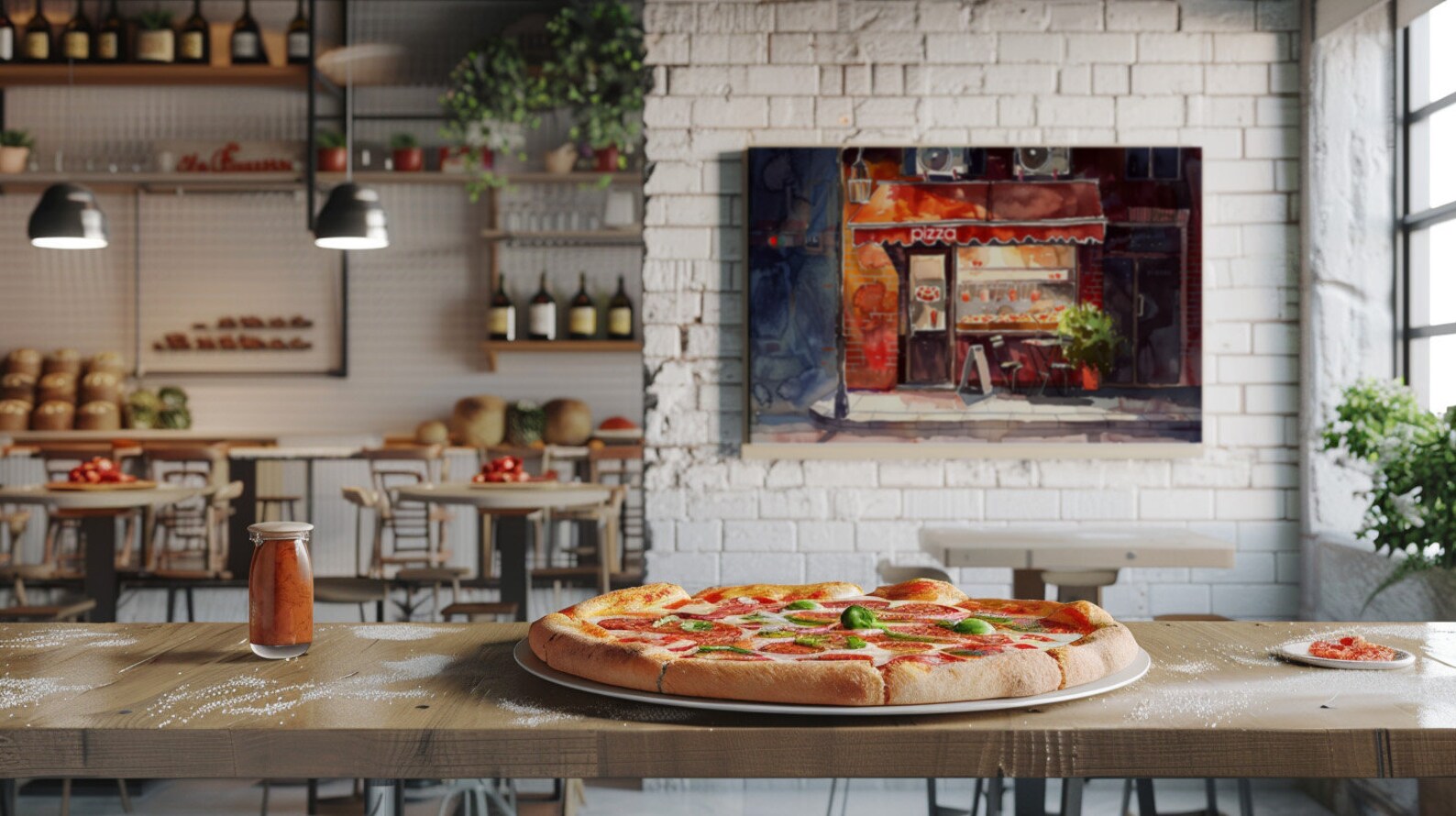 3 Pizza Place Store Front Illustration Store Front Wall Art Decorations ...