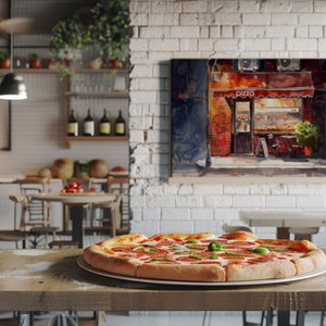 3 Pizza Place Store Front Illustration - Store Front Wall Art ...