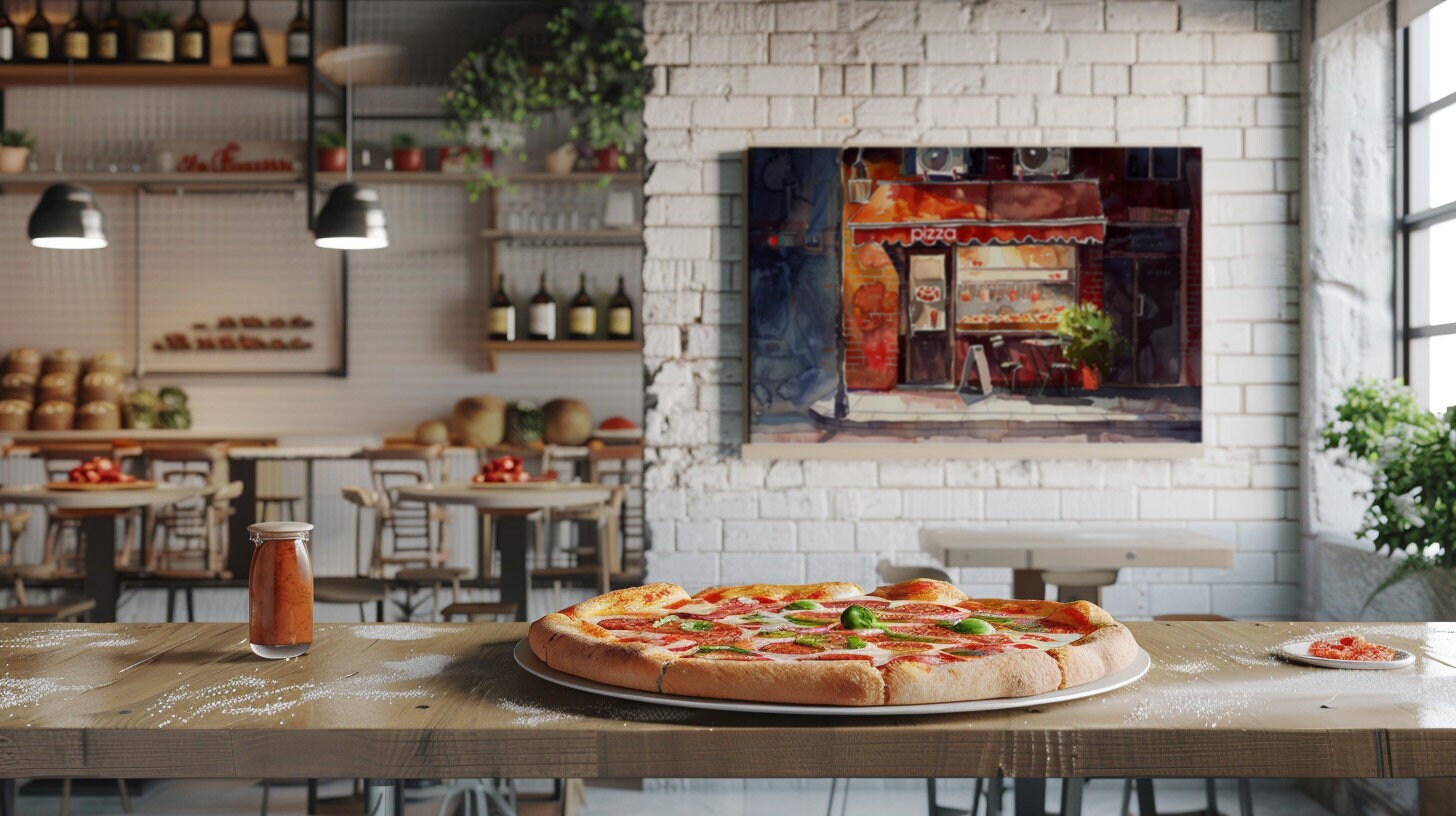 3 Pizza Place Store Front Illustration Store Front Wall Art Decorations ...