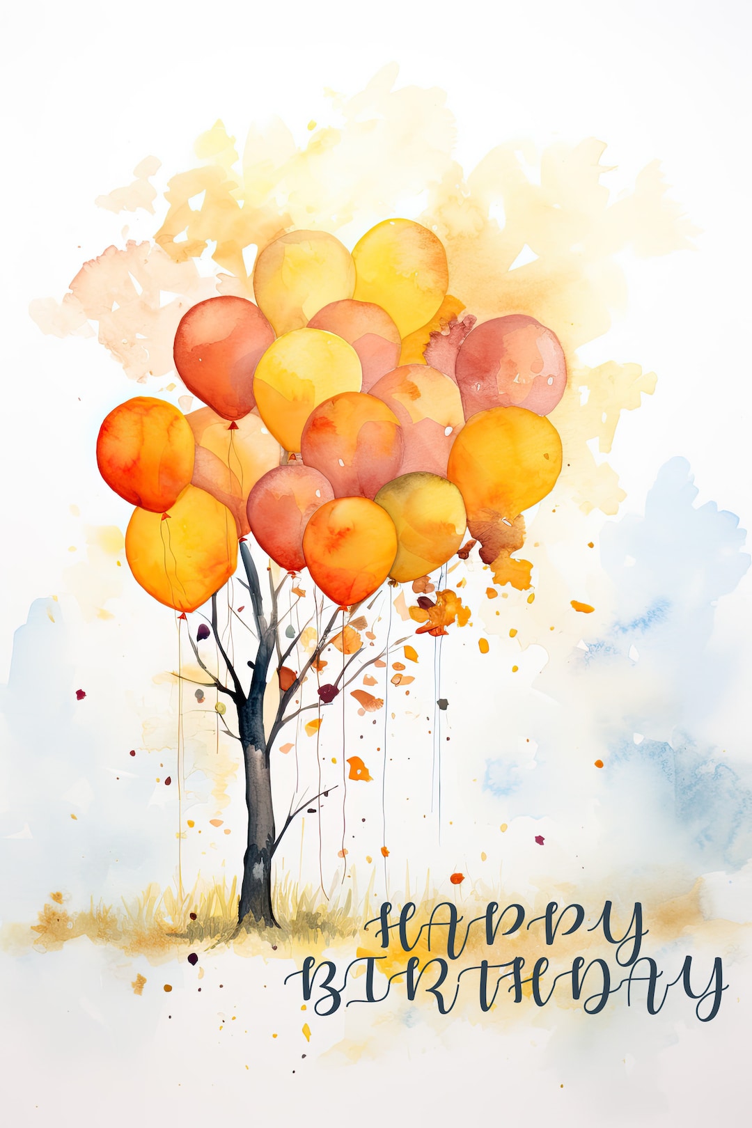 Autumn Themed Birthday Card, Print at Home Birthday Card, Digital ...