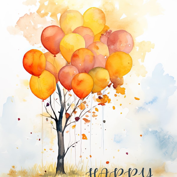 Digital Fall Birthday Card - Etsy