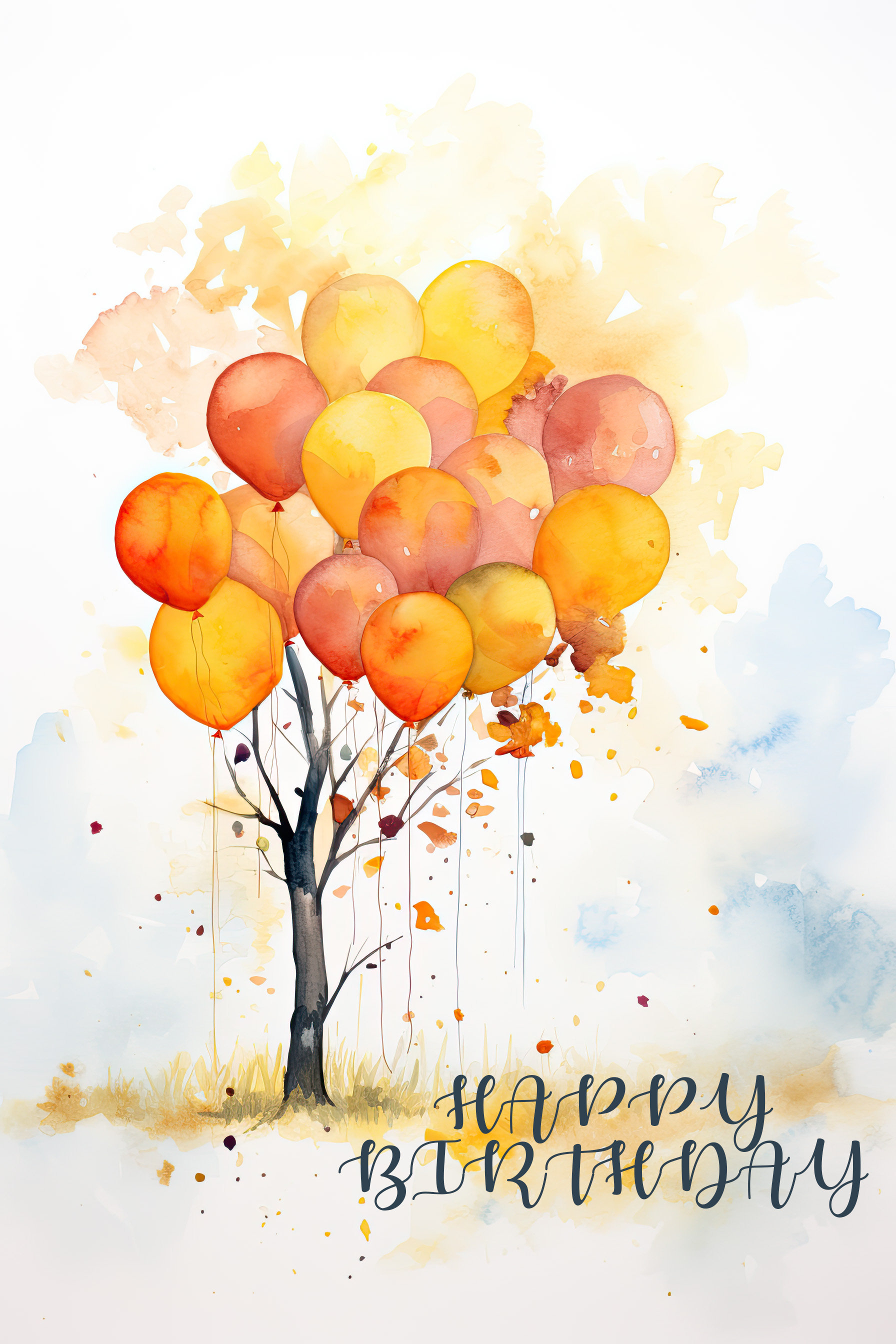 Autumn Themed Birthday Card, Print at Home Birthday Card, Digital ...